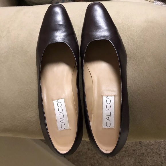 Calico | Shoes | Calico Heels Block Slip On Brown Leather Brazil 9m ...